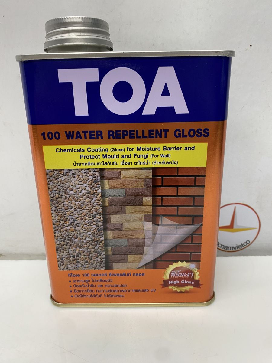 Bóng chống rêu mốc cho gạch và đá luôn mới với TOA 100 Water Repellent Gloss 1/4 Gallon